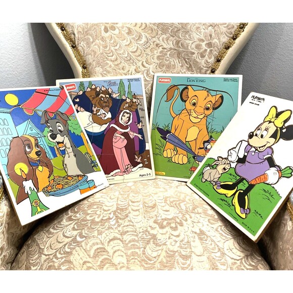 Toys | Vintage Playskool Puzzle Lot Disney Lion King Minnie Mouse Lady ...
